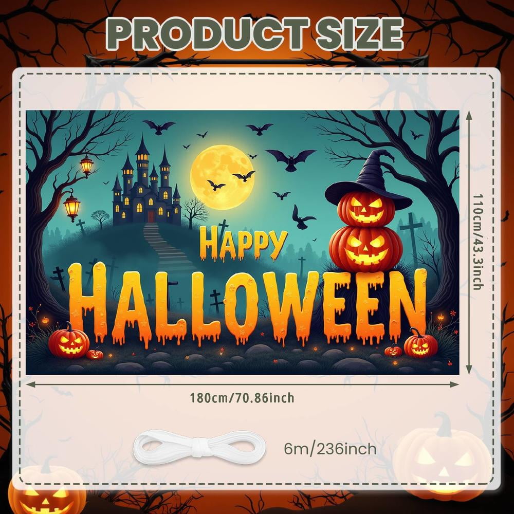 Gothic Design Happy Halloween Spooky Banner Jack-O-Lantern Haunted ...