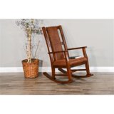 Pemberly Row Farmhouse Indoor Wooden Glider Rocker, Mahogany Wood in ...