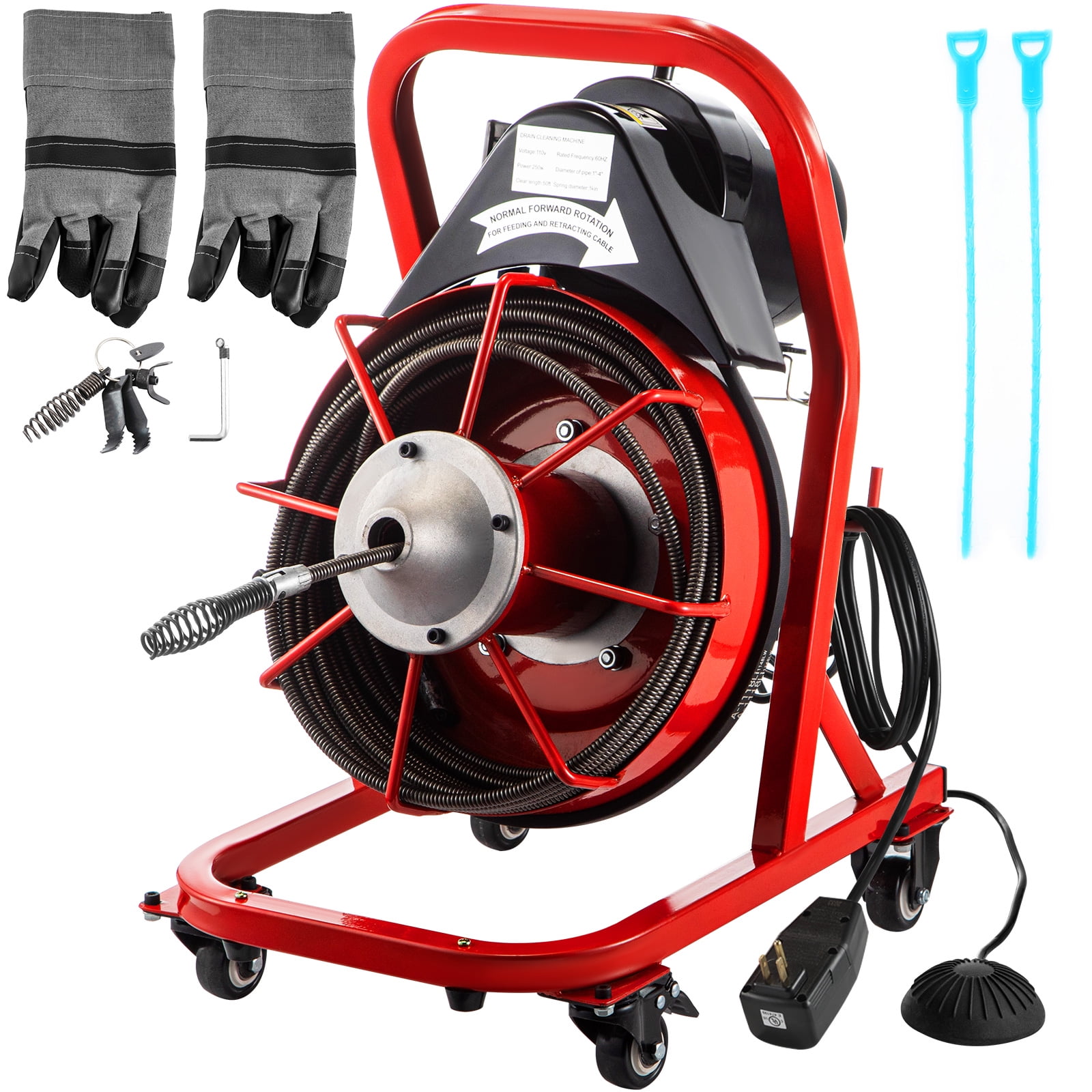Vevor Drain Cleaner Machine 50ft X 3 8in Electric Drain Auger 370w