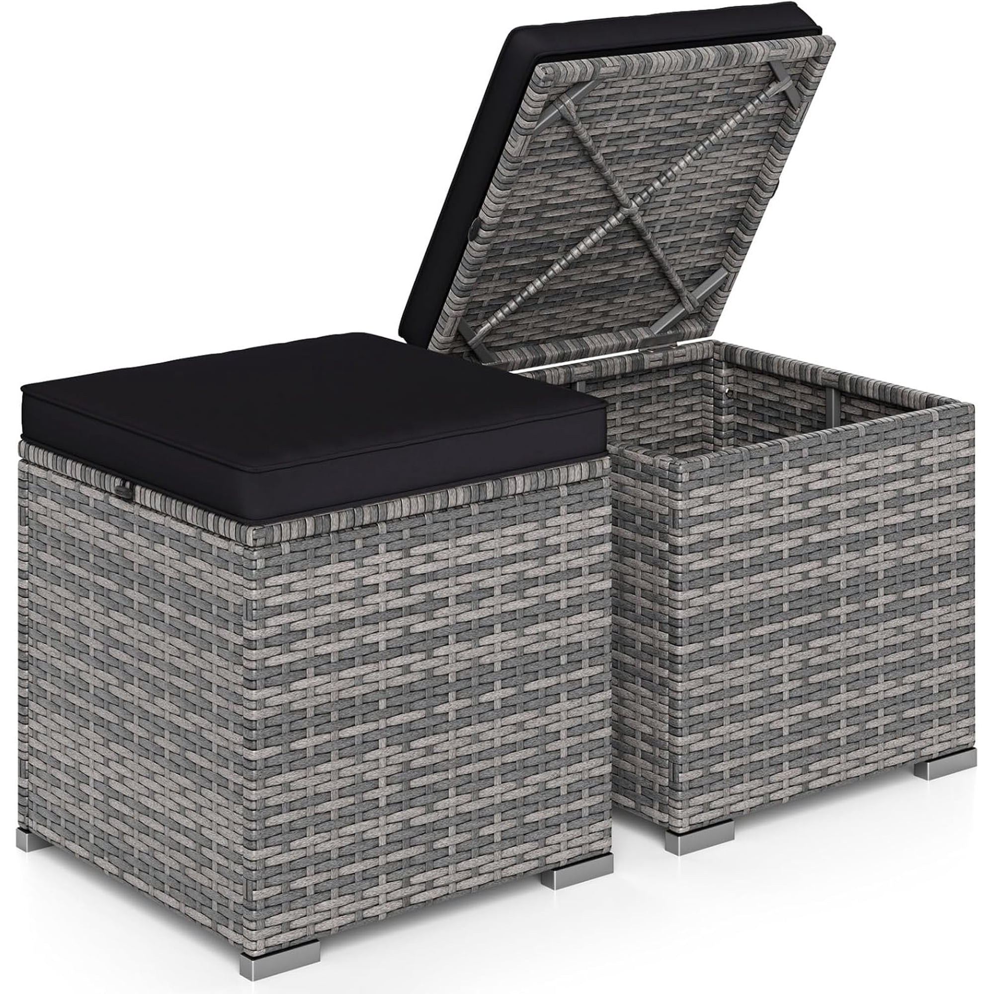 Click here for Nobrand Wicker Outdoor Storage Footstool - Set Of... prices