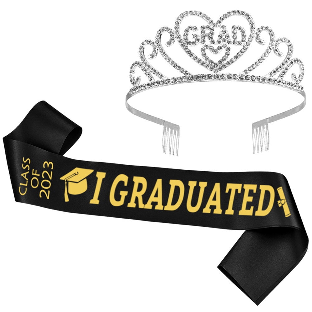 HOMEMAXS 1 Set 2023 Graduation Satin Sash Crown Tiara Kit 2023 ...
