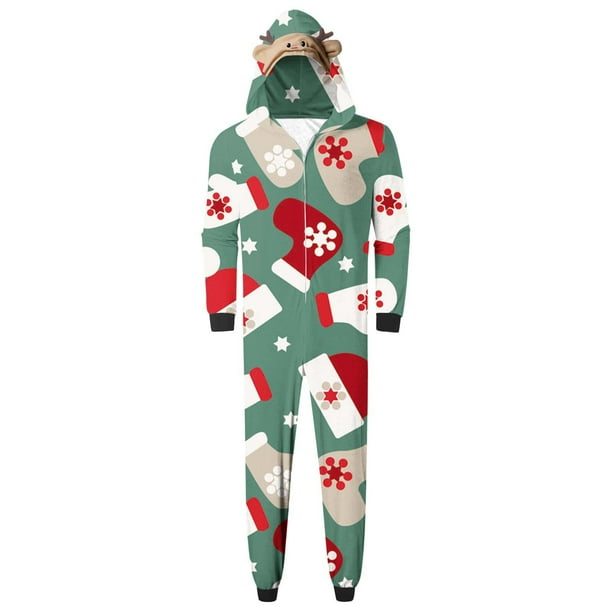 Parent-child Warm Christmas Set Printed Home Wear Hoodid Pajamas Dads ...