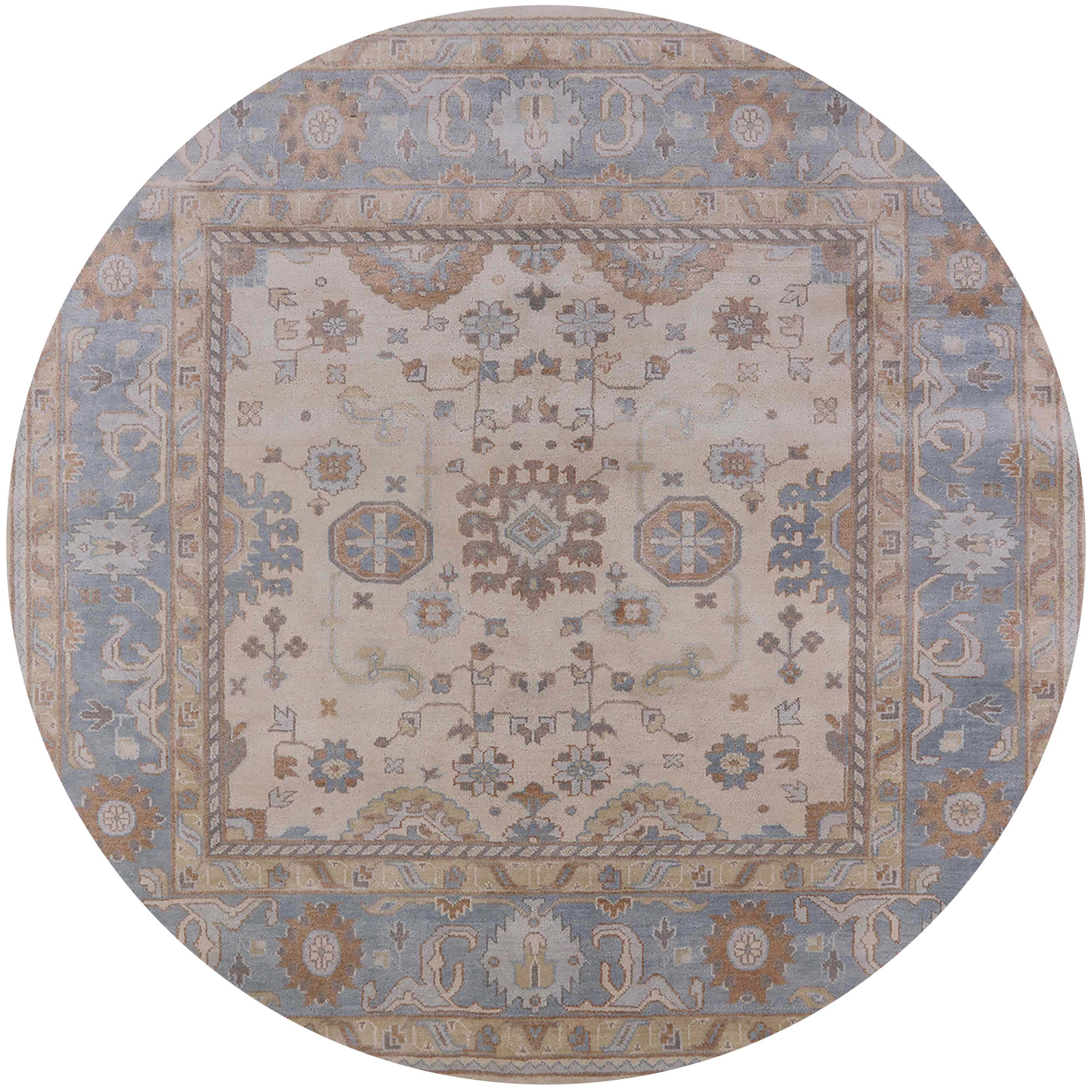 Ahgly Company Indoor Round Mid-Century Modern Rose Purple Oriental Area ...