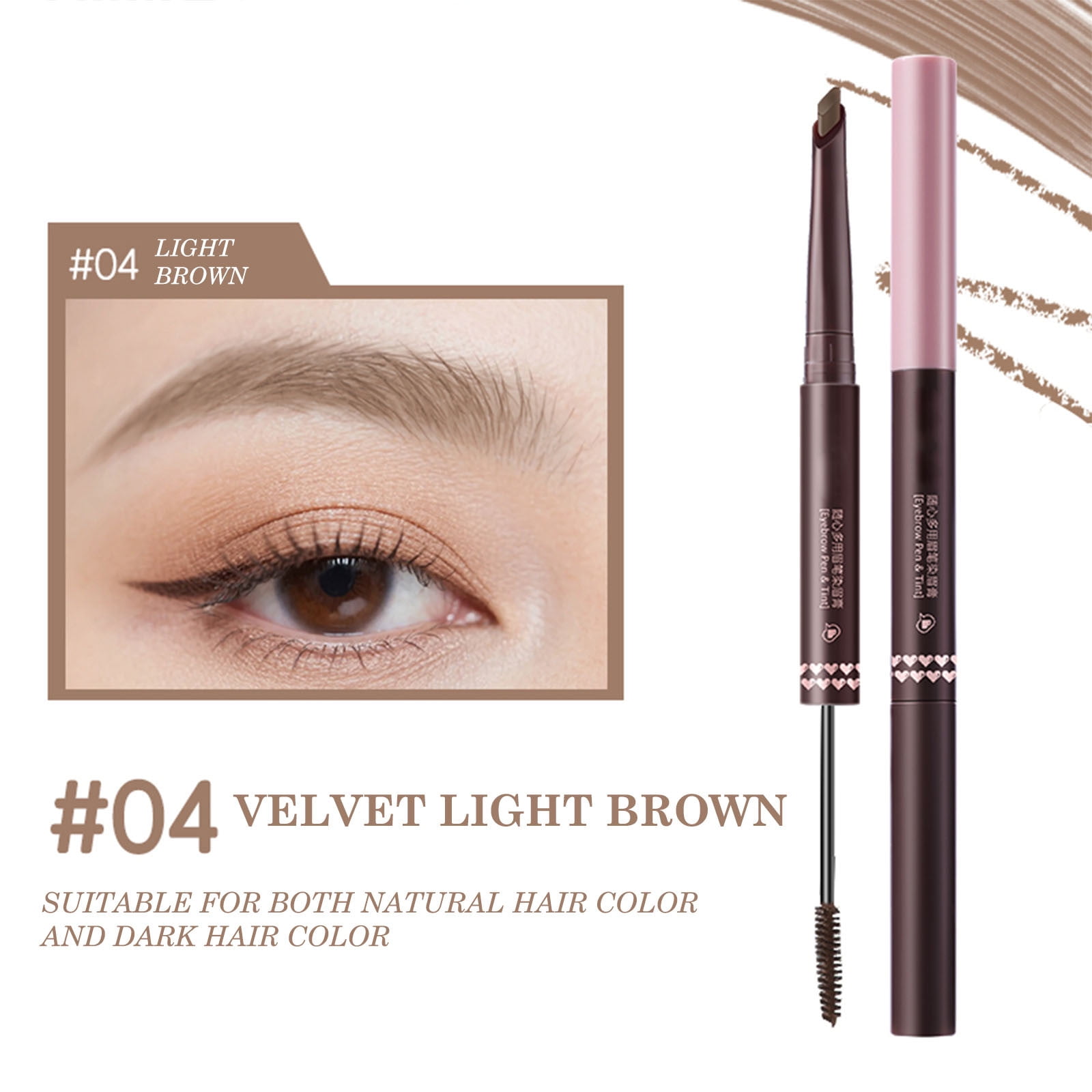 Pisexur Belleza Maquillaje Lápiz y tinte para cejas de doble punta, 4 ...