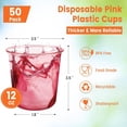 50 Pcs Pink Plastic Cups 12 Oz Disposable Stemless Wine Glasses ...