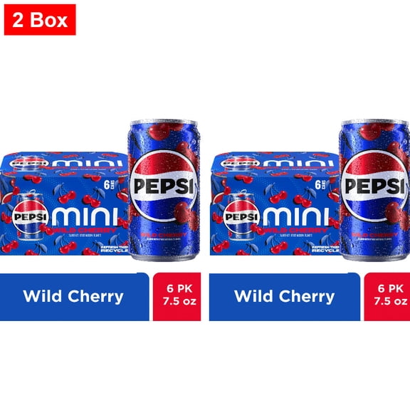 Pepsi Cola Wild Cherry Soda Mini Cans - 7.5 fl oz - 6 pk - Walmart.com