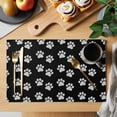 Animals Footprints Cotton Linen Placemats Set of 6, Dogs Paws Pattern ...