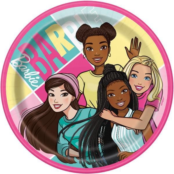 Click here for Unique Pretzels Barbie Round 7 Dessert Plates  8ct prices