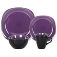 Stoneware Square 16pc Dinnerware Set, Inside Shiny Purple and Outside ...