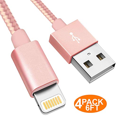 Extra Long Phone Charger [4-Pack 6.6FT] Nylon Braided USB Charge & Sync ...