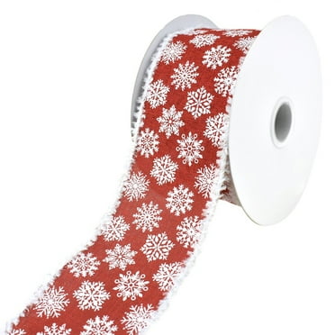 White & Red Snowflake Wired Christmas Craft Ribbon - Walmart.com