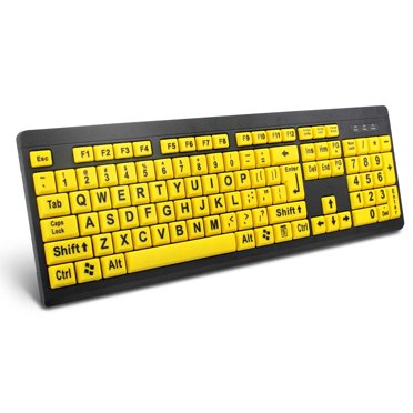 Ezsee Low Vision Keyboard Large White Print Black Keys - Walmart.com