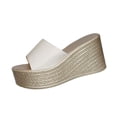 Bkhluea Women Plain Strap Espadrille Wedge Slide Sandals Comfortable ...