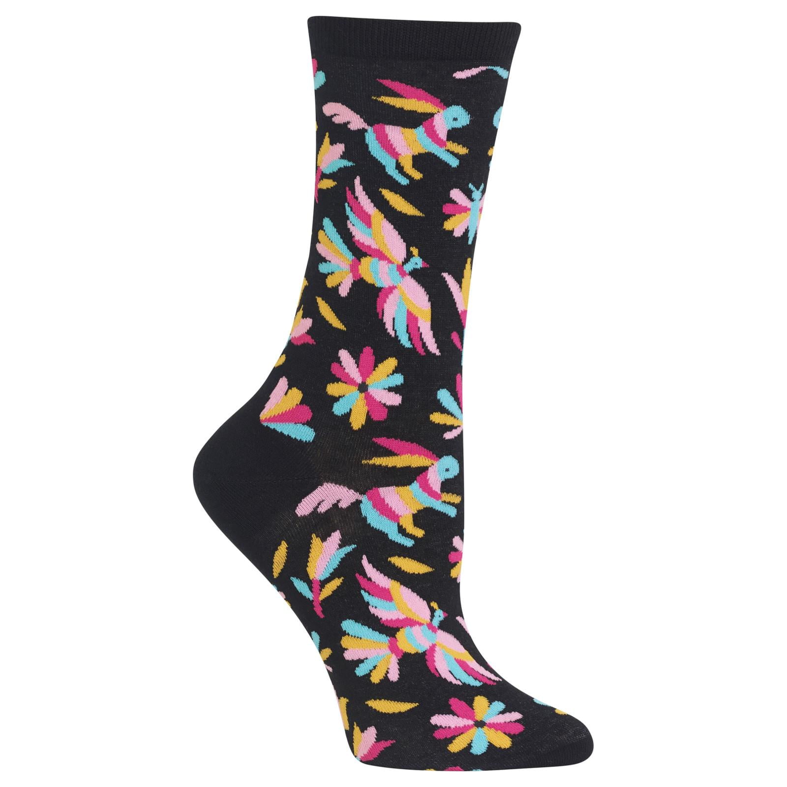 Hot Sox Womens Otomi Crew Socks, Womens Shoe Size 4-10.5, Black ...