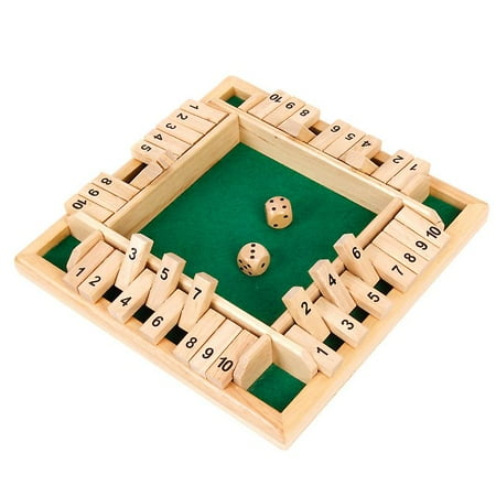 Four Sided 10 Numbers Shut The Box Board Game Wooden Flaps & Dice Set ...