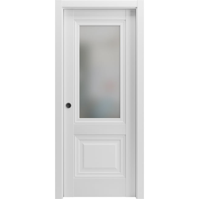 Sliding French Pocket Door 24 x 80 inches with | Lucia 8822 White Silk ...