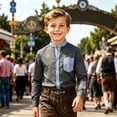 AJGRHE Boys Stand Collar Plaid Long Sleeve Button Down Shirt, Classic ...