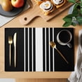 Black White Stripe Placemats Set of 8, Cotton Linen Fabric Place Mats ...