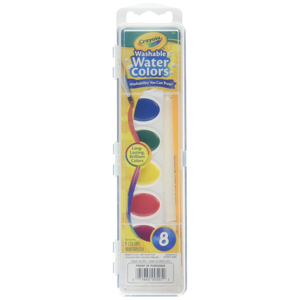 Crayola Watercolor Paints Washable 8 Primary Colors, Pack Of 2 ...