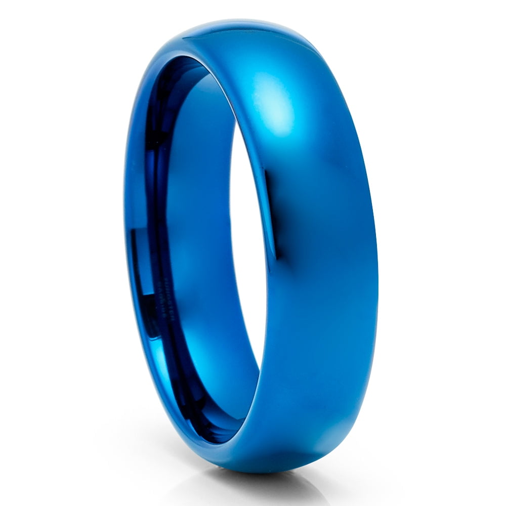 6mm Blue Tungsten Wedding Ring,Dome Wedding Ring,Tungsten Carbide Ring ...