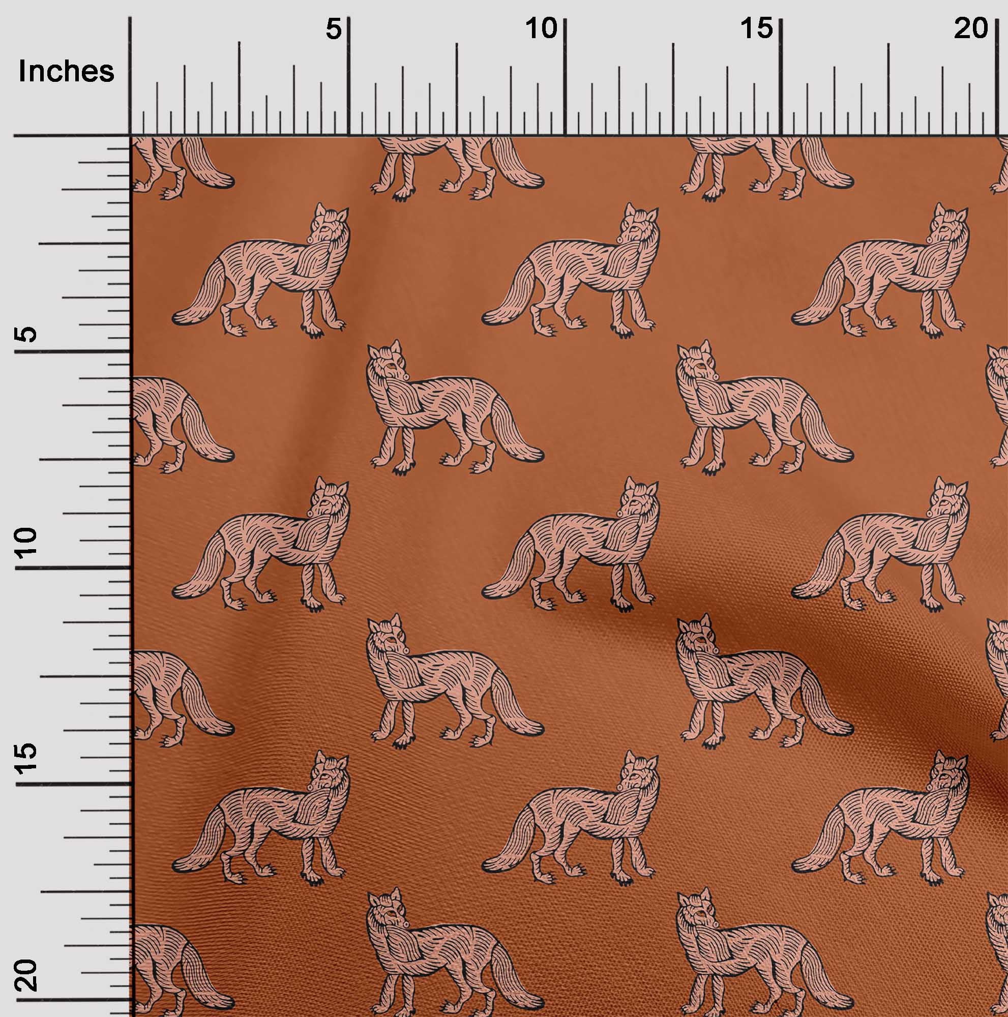 oneOone Organic Cotton Voile Fabric Fox Block Printed Fabric 1 Yard 42 ...