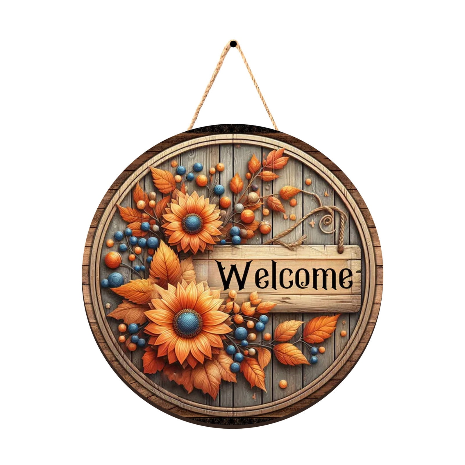 Fall Welcome Door Sign, Fall Wooden Round Decorative Wall Plaque, Home Sweet Home Welcome Sign ...