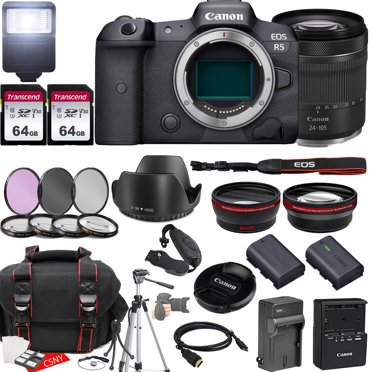 Canon EOS R5 Mirrorless Camera w/RF 24-105mm f/4 L IS USM Lens + 64GB ...