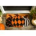Evergreen Pattern Pumpkins Shaped Indoor Outdoor Natural Coir Doormat 1 ...