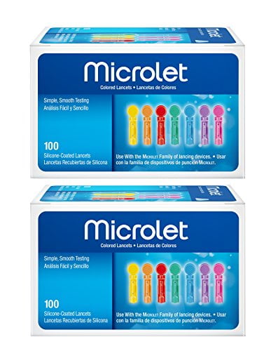 Microlet Colored Lancets, 100 Count (2 Pack) - Walmart.com