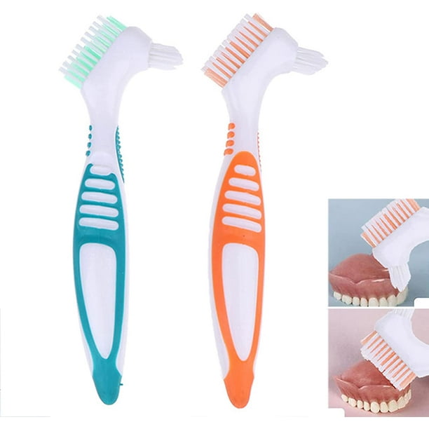 Denture Toothbrush Set of 2, Artificial Toothbrush for Denture Care ...