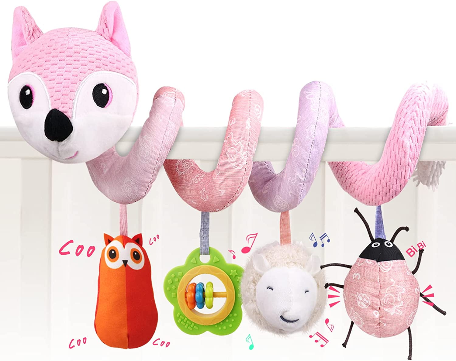 Baby Car Seat Toys Stroller Toys Crib Toys Infant Activity Spiral Plush ...