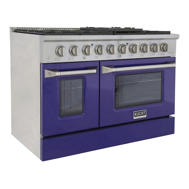 Kucht Professional 48" Stainless Steel Natural Gas Range in Silver/Blue ...
