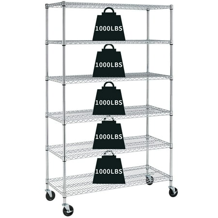HCY Garage Shelving, (78x48x18) Inch Metal Shelves 6 Tier Wire Shelving ...
