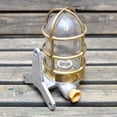 Ship's Brass Caged Post Light With Triangular Aluminum Mount Wall Lamp ...