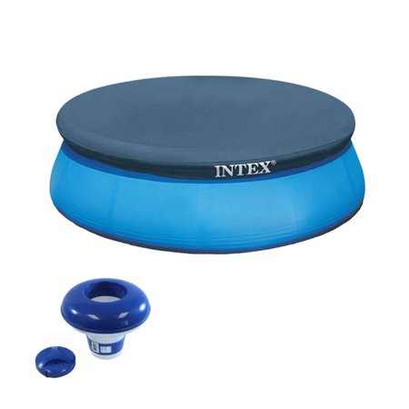 Intex 8 Foot Above Ground Pool Round Cover Tarp & 7" Floating Chlorine ...