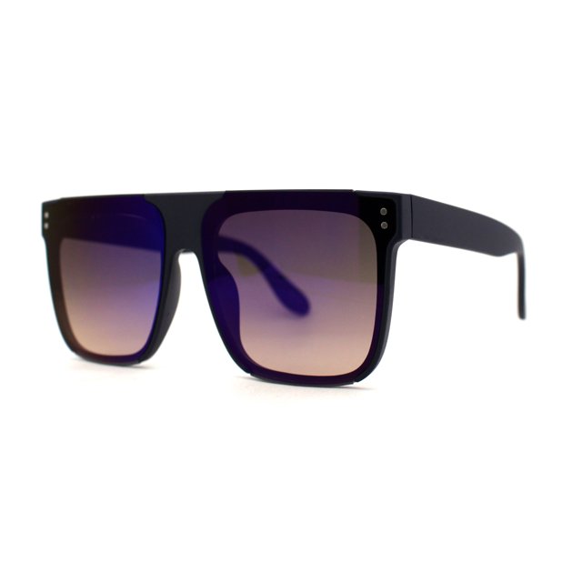 Mens Unique Inset Exposed Lens Flat Top Mob Horn Rim Sunglasses Matte