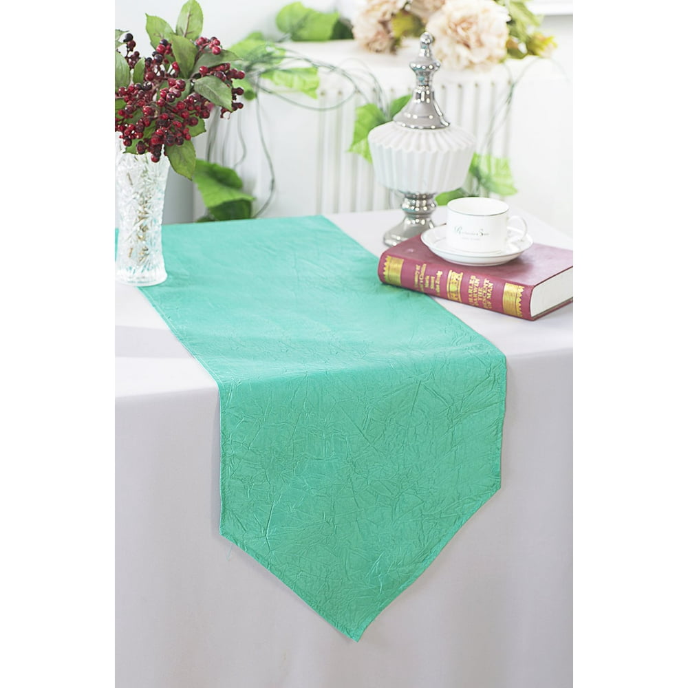 Wedding Linens Inc. (2pcs) 13"x108" Crushed Crinkle Taffeta Table ...