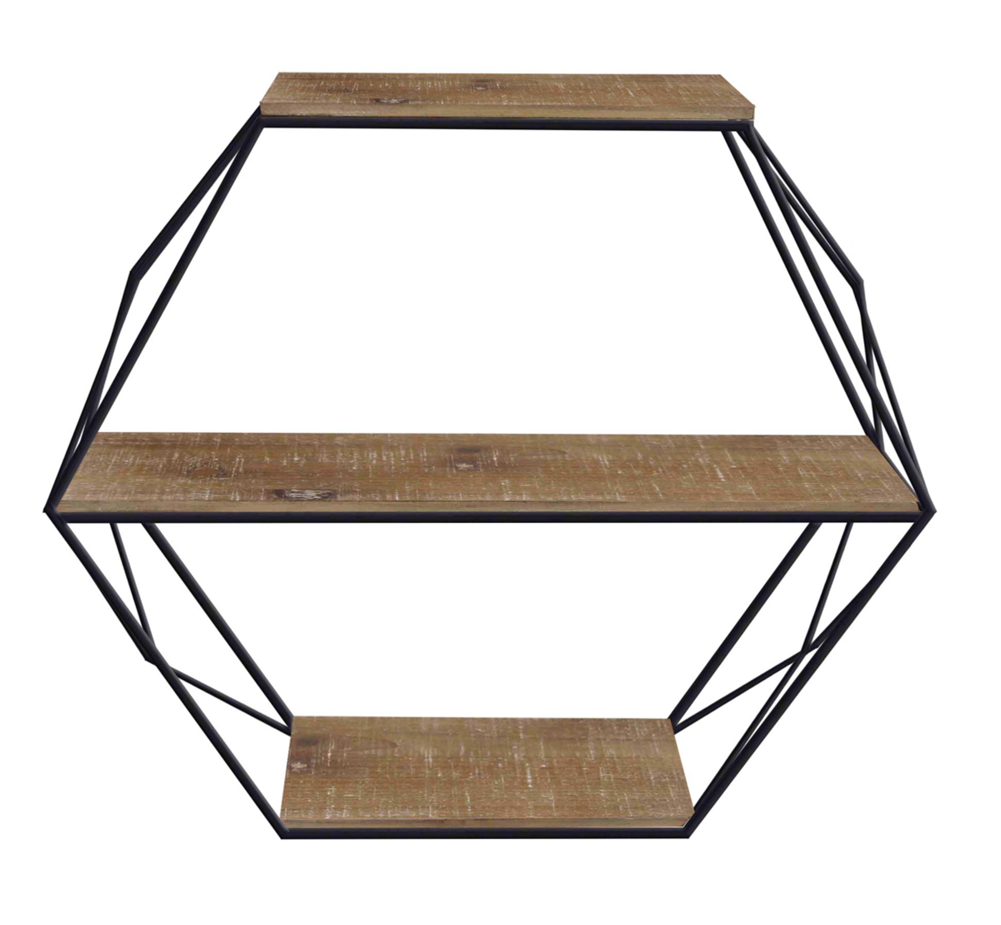 Sagebrook Home Metal/wood 3 Tier Hexagon Wall Shelf, Brown/black ...