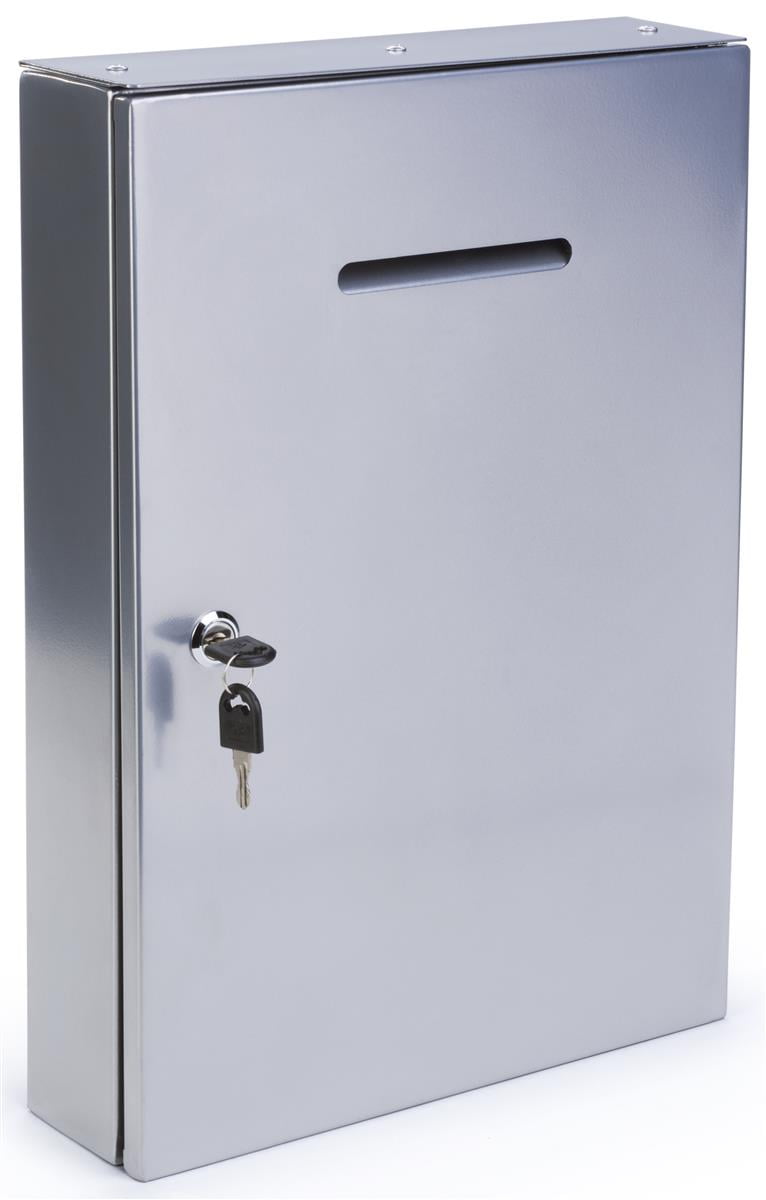 Displays2go Metal Ballot Box, Wall Mount, Locking, Front Loading ...