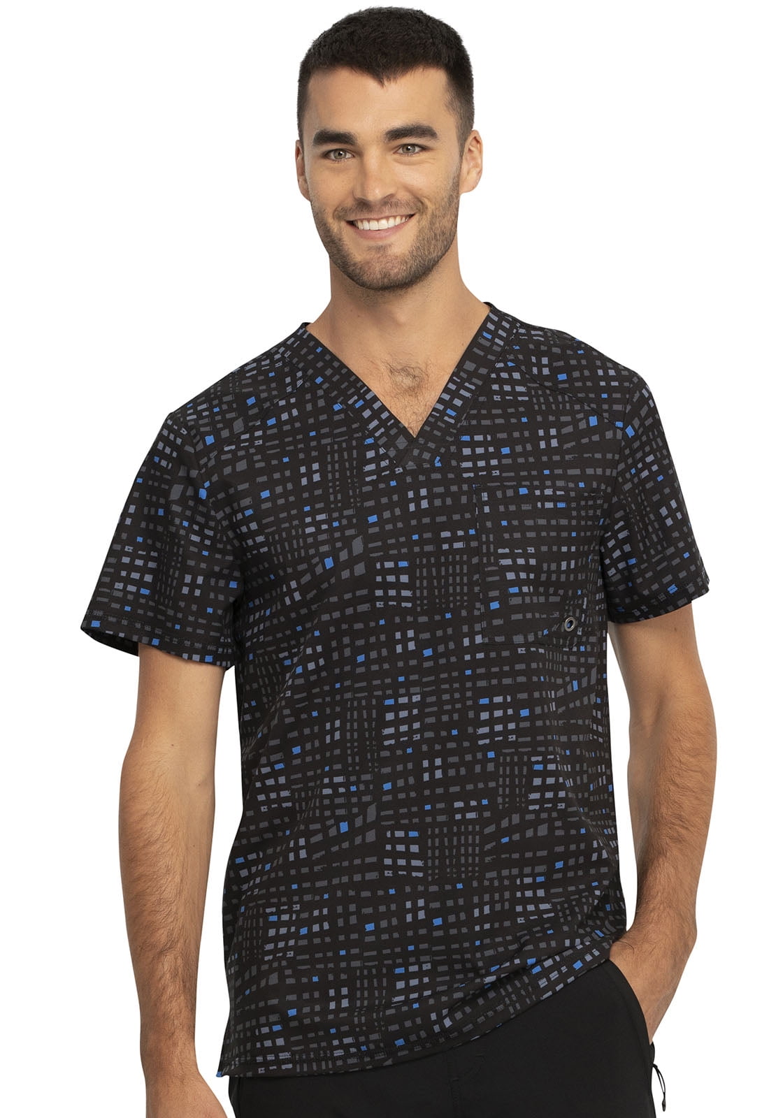 Cherokee Infinity Men Medical Scrubs Top V-Neck CK902, L, Glowing Grid ...