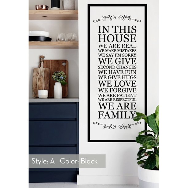 In This House Wall Decal, House Rules Decal - Black, Style A - Walmart.com