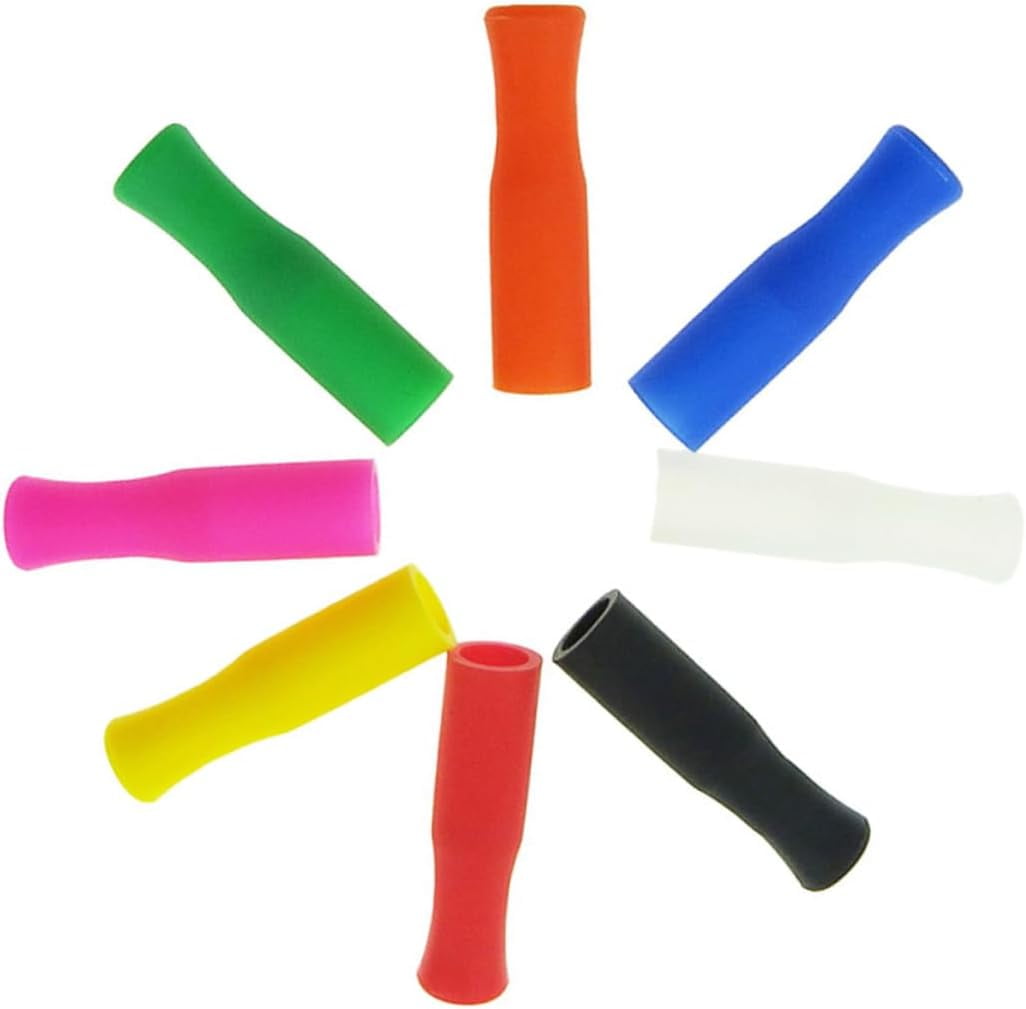 100pcs Metal Straws Covers Drinking Straws Tips Lids Colored Reusable ...