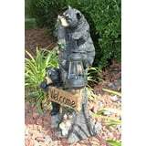 YTC SUMMIT Black Bear Cubs Statue, Solar LED Lantern Light Welcome Sign ...
