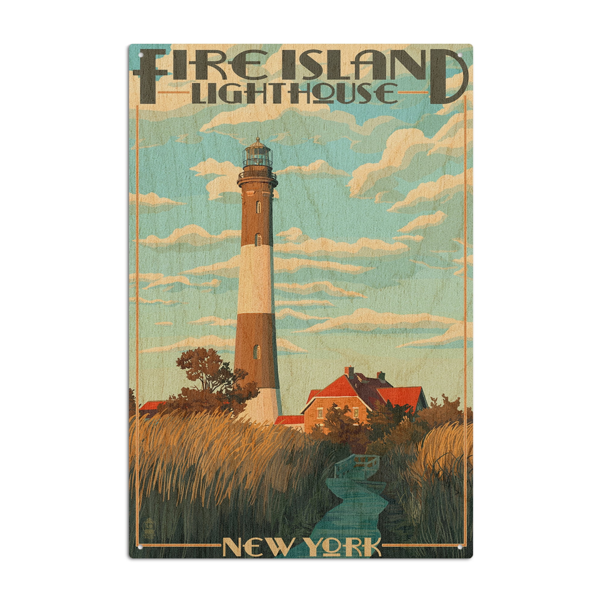 Captree Island, New York, Fire Island Lighthouses Birch Wood Wall Sign ...