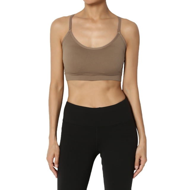 Themogan Womens And Plus Removable Pad Cross Back Spaghetti Strap Bra