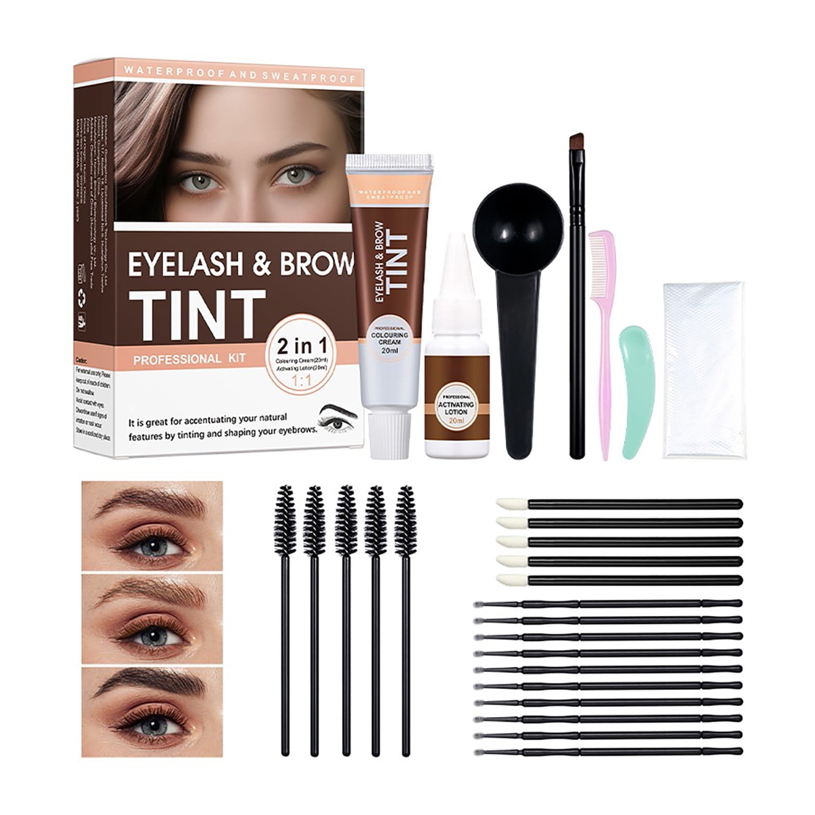 Kit de tinte de cejas semipermanente 20ml Set de tinte casero ...