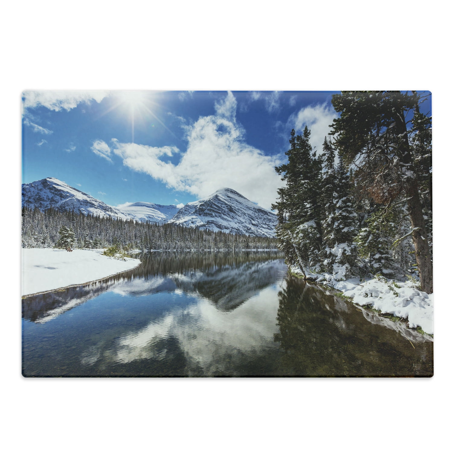 Winter Cutting Board, Tranquil View of Glacier National Park in Montana ...