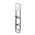 Lalia Home 62.5" Column Shelf Floor Lamp with Linen Shade, Gray ...