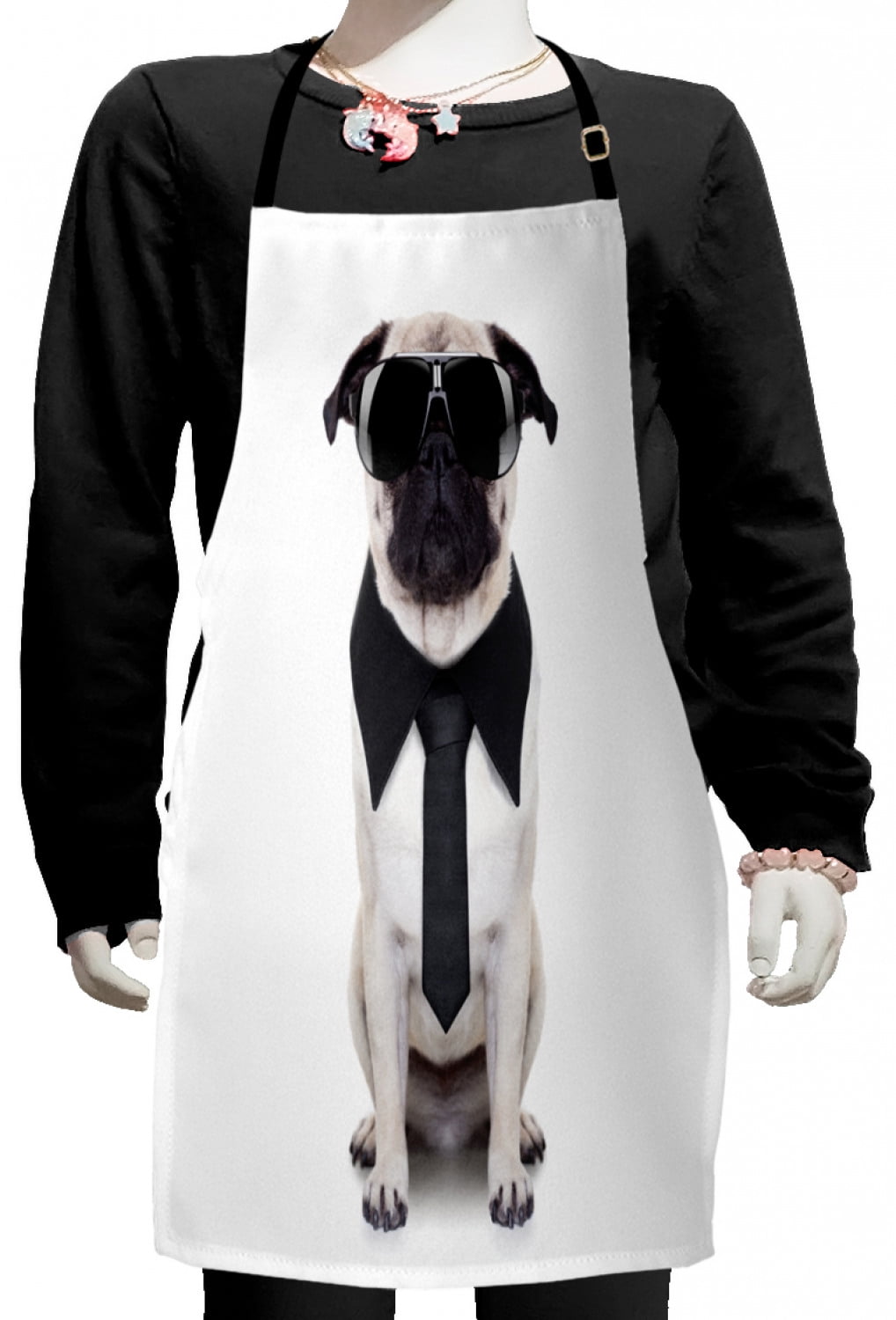 Pug Kids Apron, Cool Looking Dog Tie and Big Black Sunglasses Funny ...