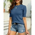 Zbyclub Womens Puff Short Sleeve Sweaters Pullover Shirt Tops Crew Neck